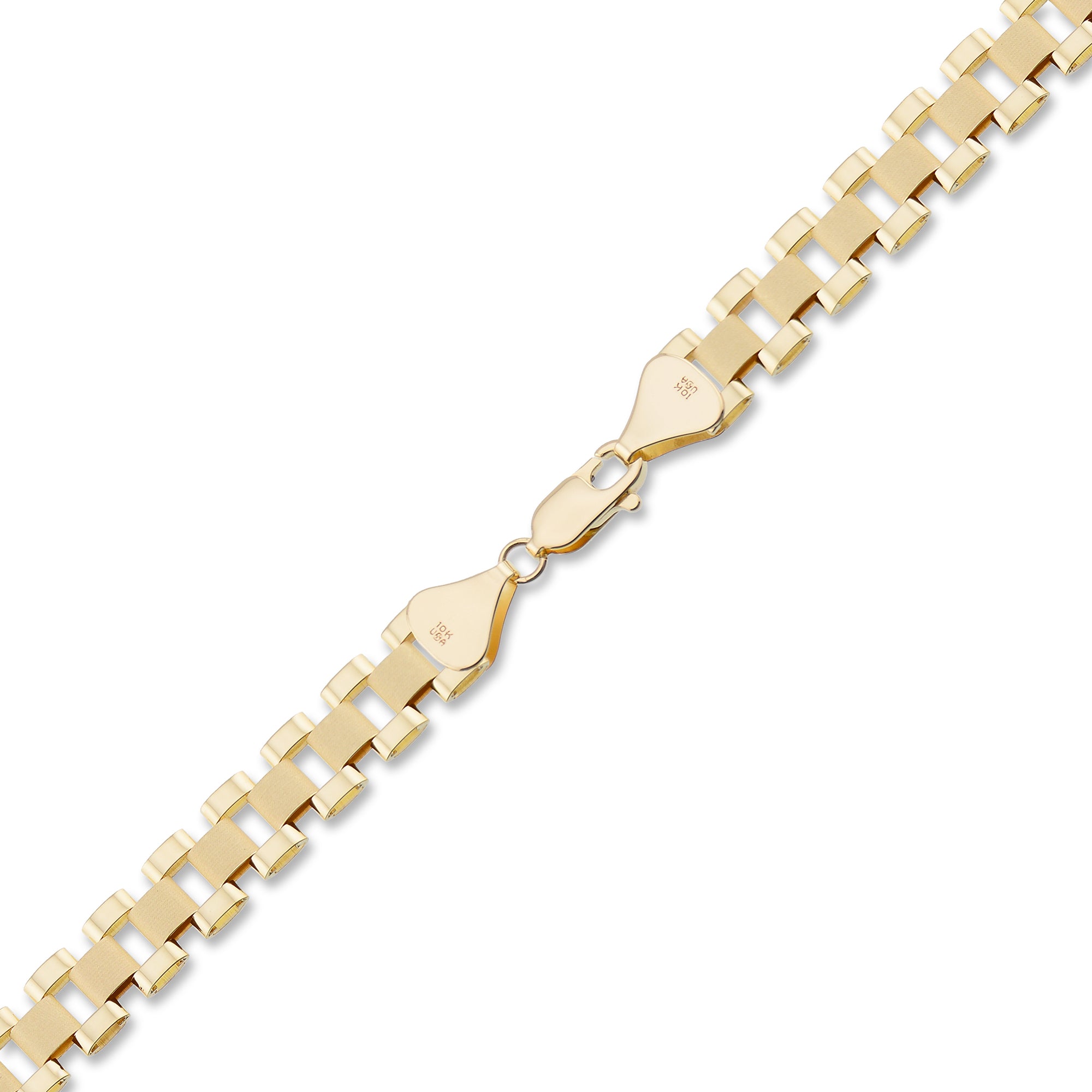 10K Solid Real Gold 8 mm Presidential Watch Band Style Hip Hop Bracele Soul Jewelry