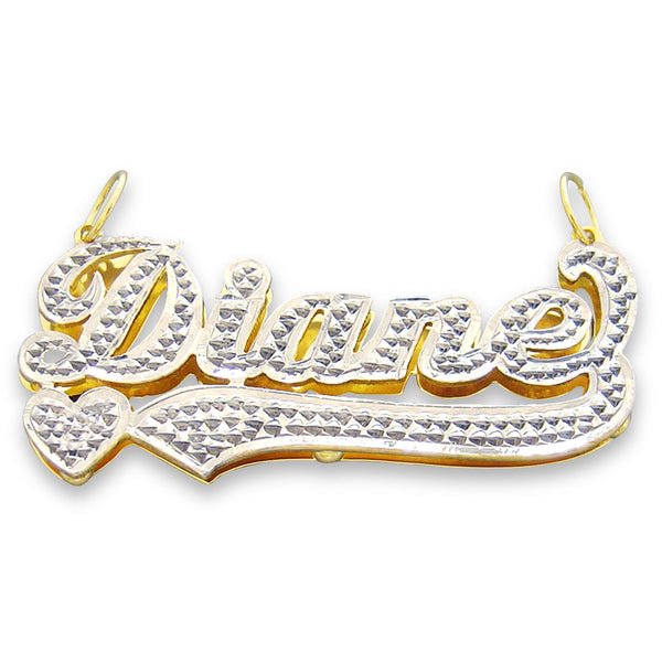 Personalized Necklace Solid 10k-14k Gold Diamond Name Pendant 3D Doubl ...